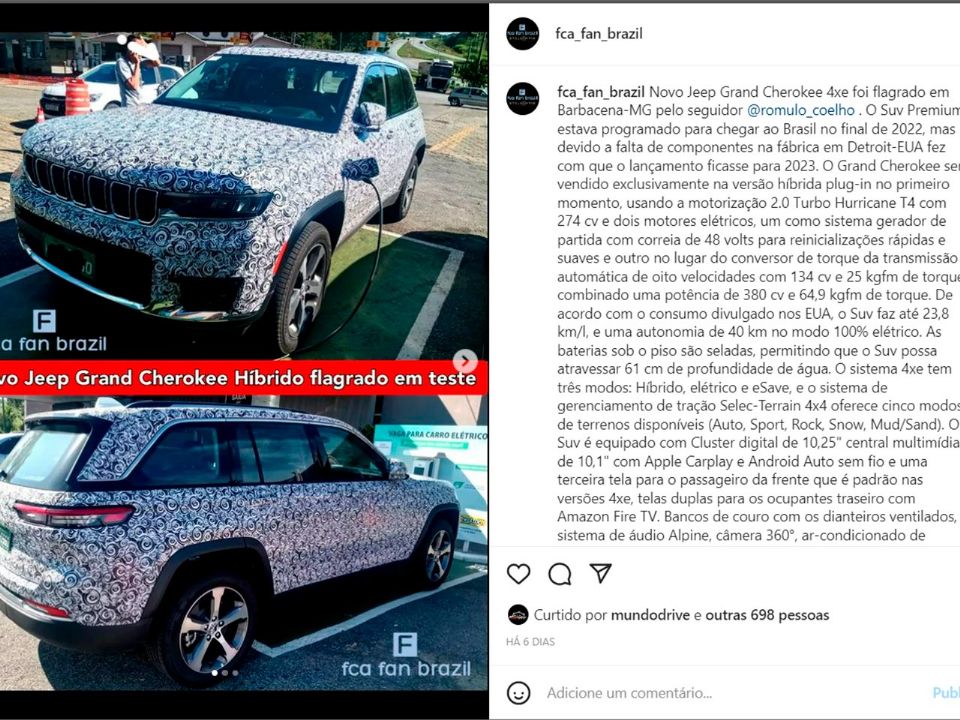 Jeep Grand Cherokee chegará ao Brasil com mecânica híbrida plug-in - AUTOO